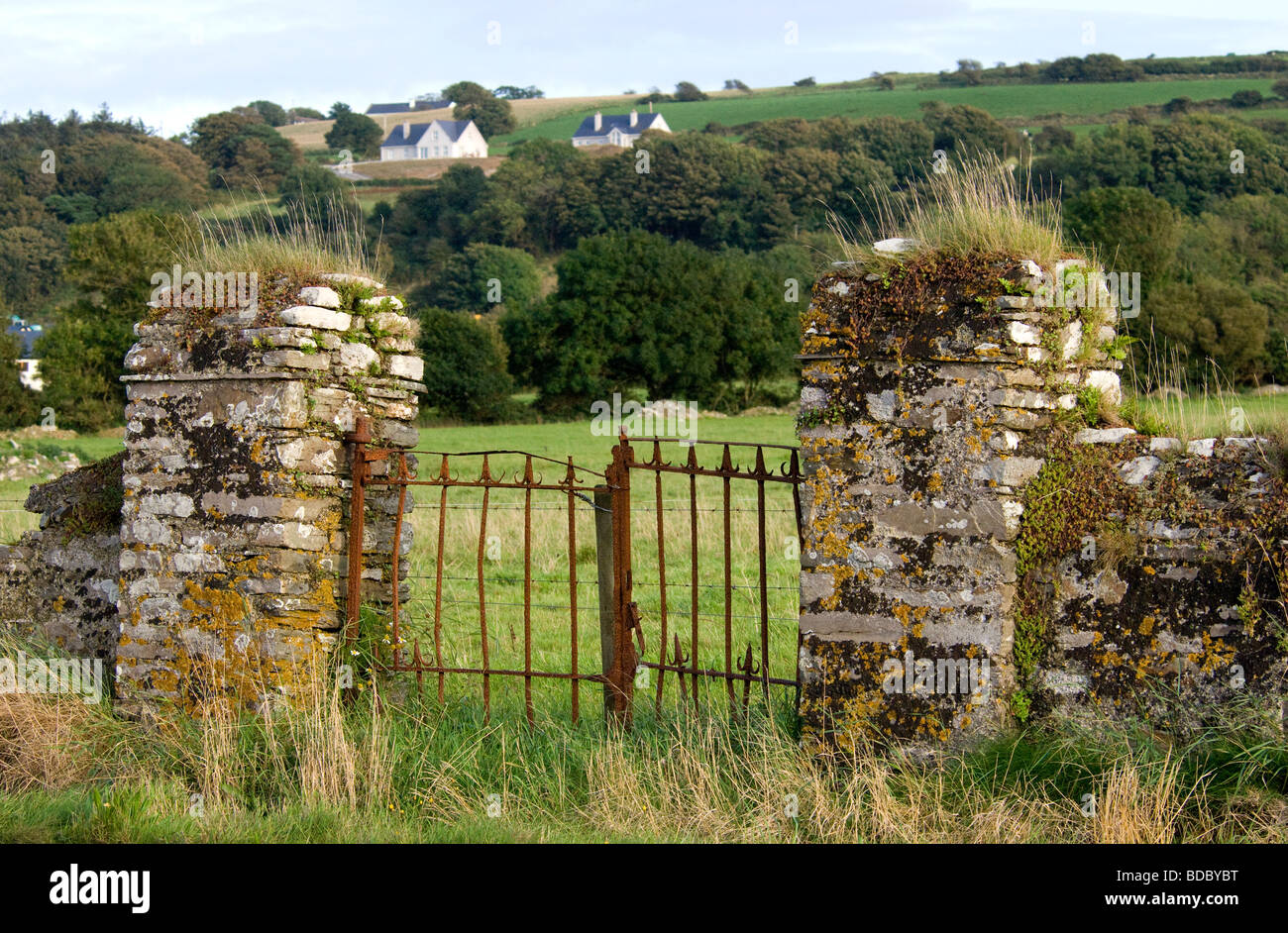 Disused gateway into field, Courtmacsherry, County Cork, Ireland Stock ...