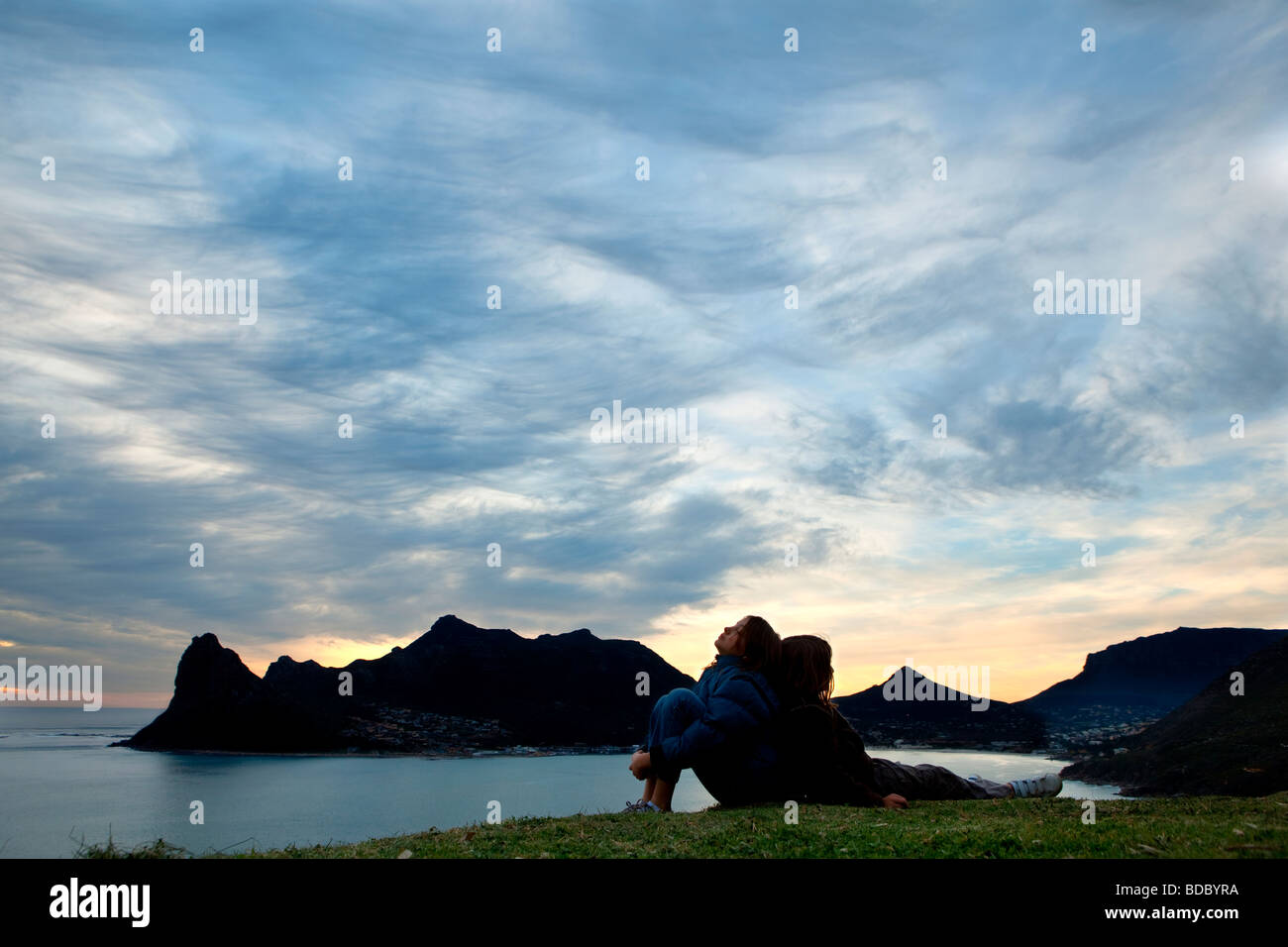 Two Young Kids Enjoying a Sunset in Hout Bay South Africa Stock Photo ...