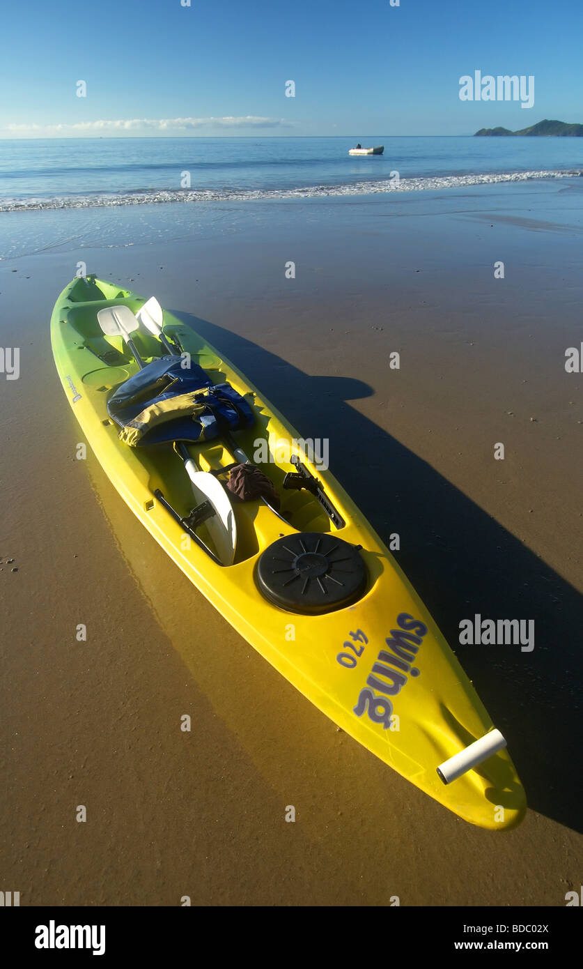 Kayak on wilderness beach in Daintree National Park, Queensland ...