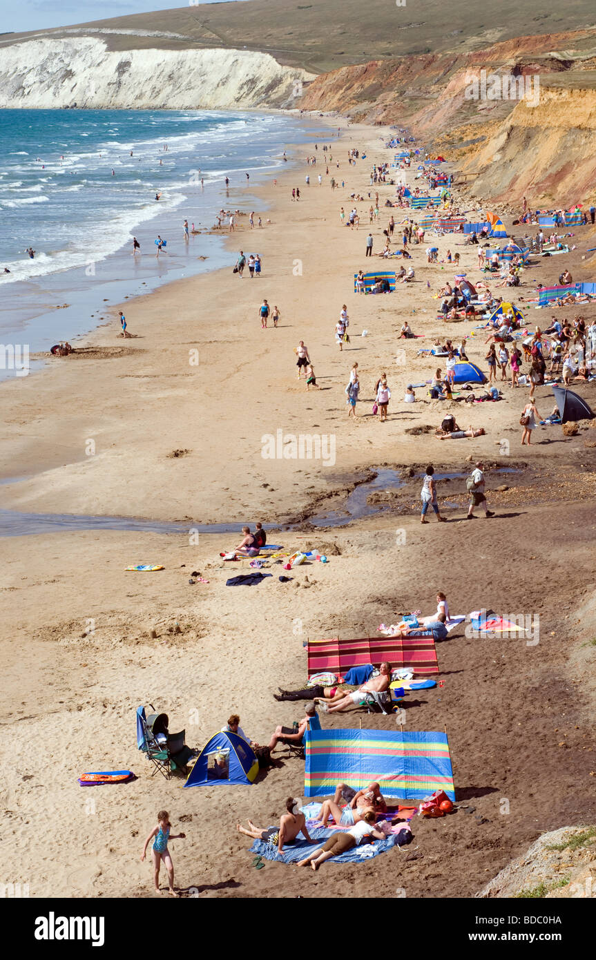 Summer, Sunbathing, Brook Beach, Isle of Wight, England, UK, GB Stock ...