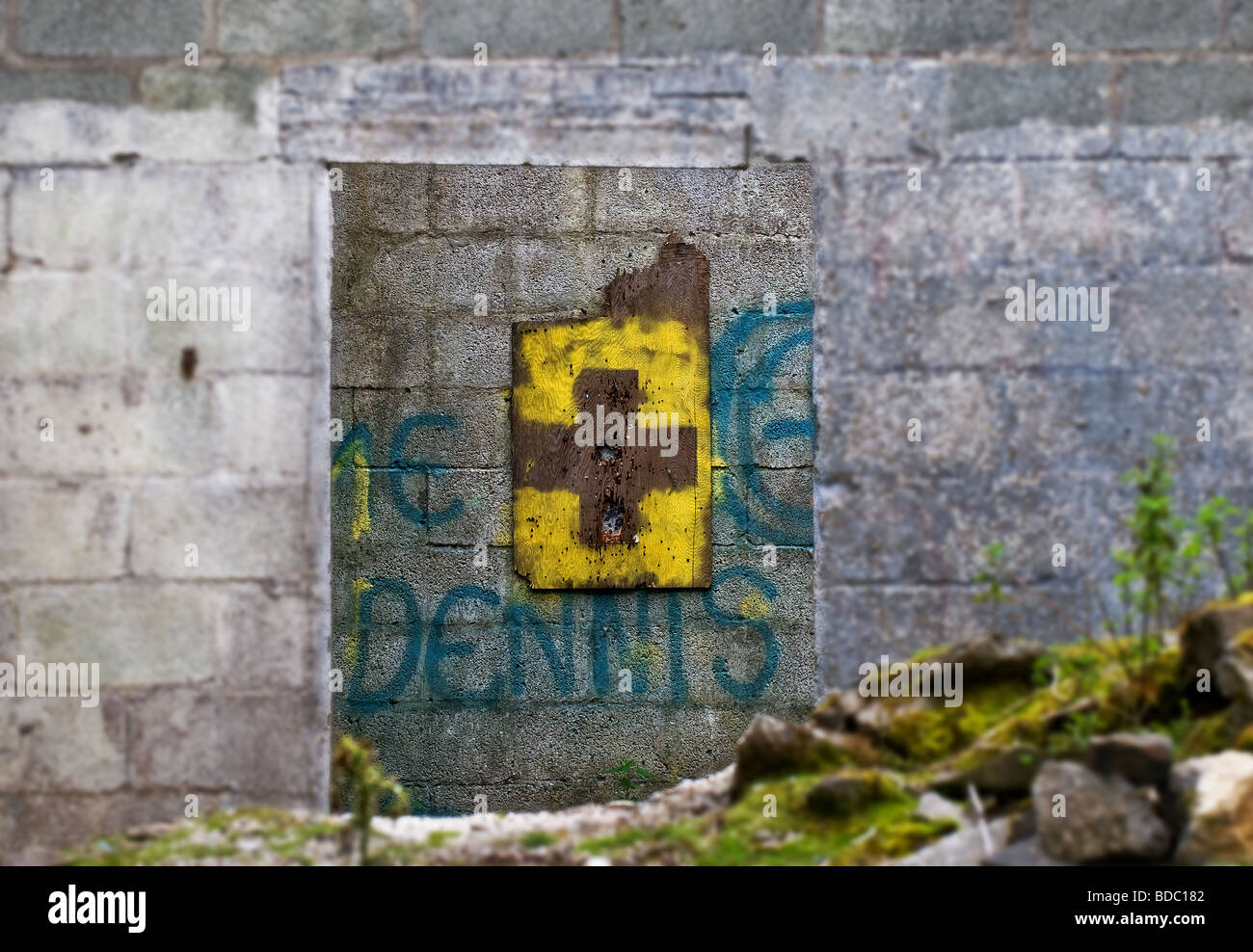 Graffiti on the wall of a ruin in an abandoned quarry in Wales Photo by ...