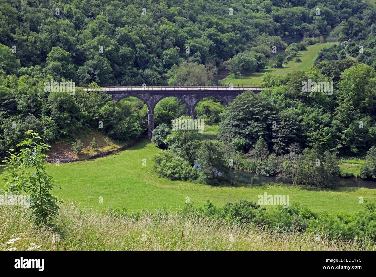 Bridge at Monsal Head over the river Wye in Monsal Dale Derbyshire ...