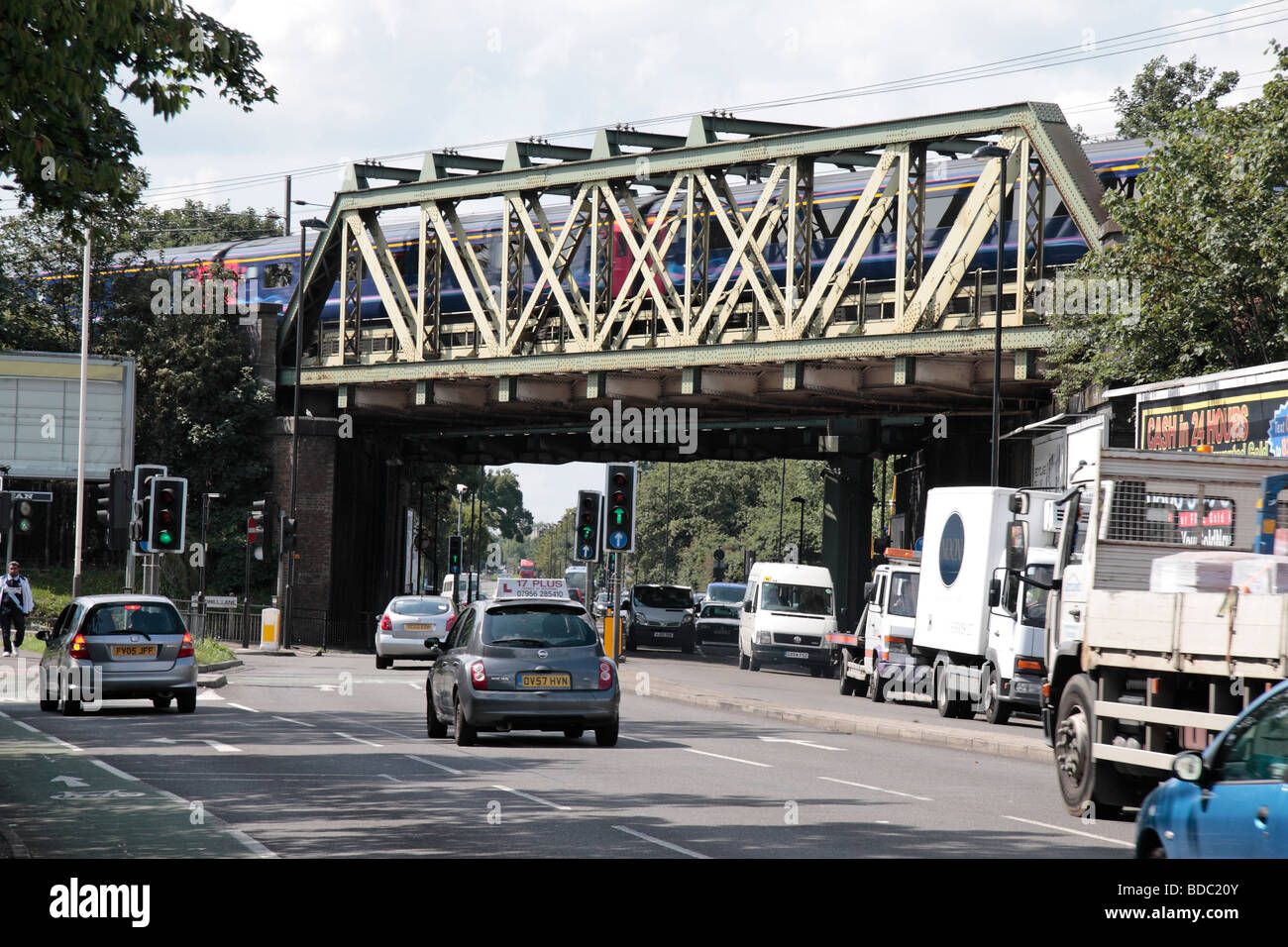 A First Great Western train passes over the Iron Bridge, Uxbridge Road ...