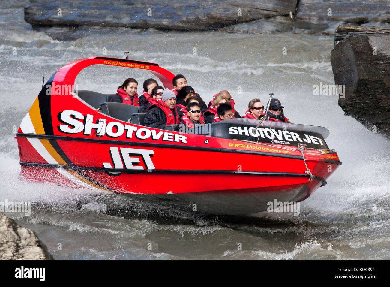 Shotover Jet Boat on the Shotover River in Queenstown, New Zealand ...