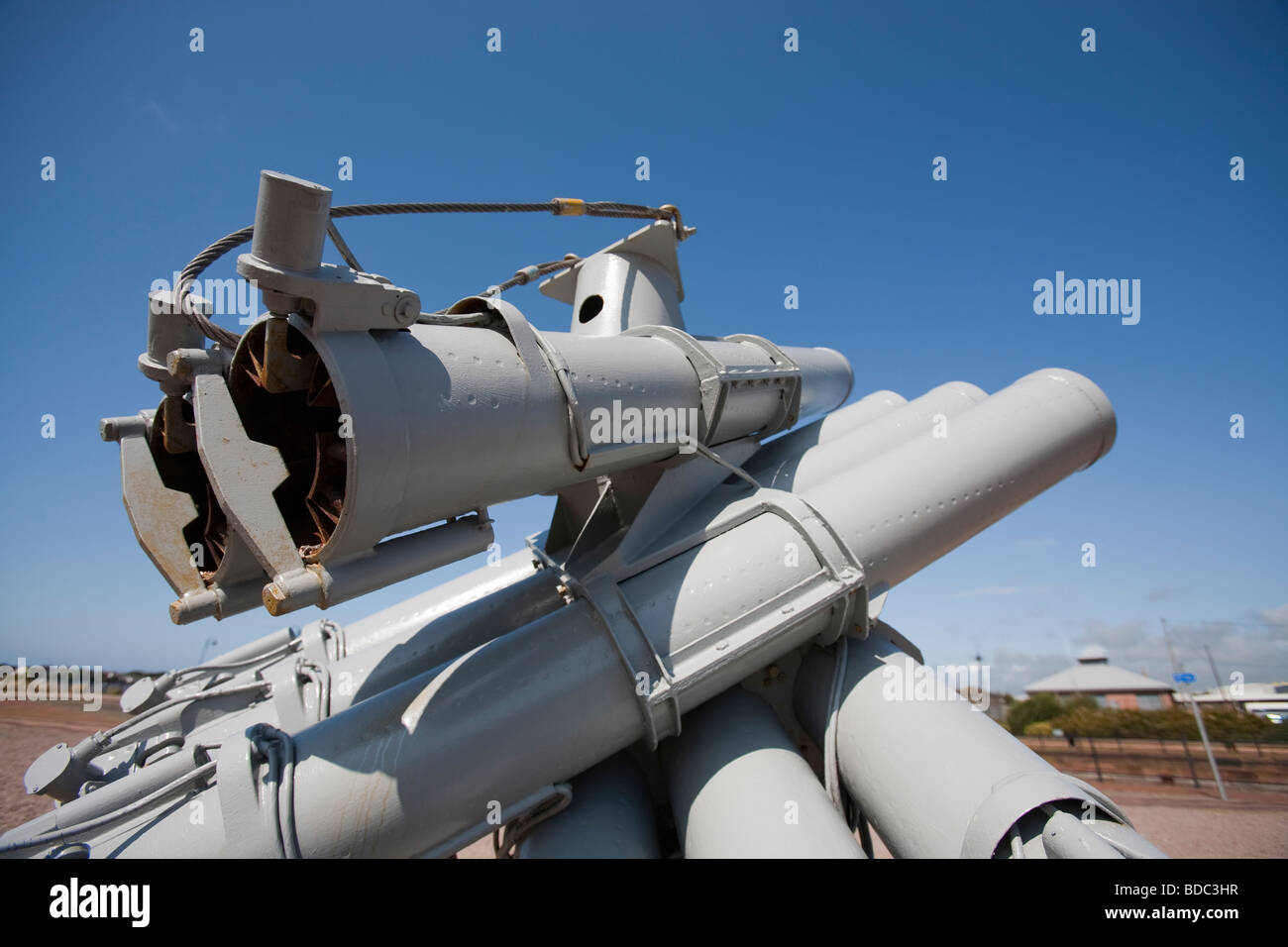Anti aircraft missile launcher outside the Dock Museum in Barrow in ...
