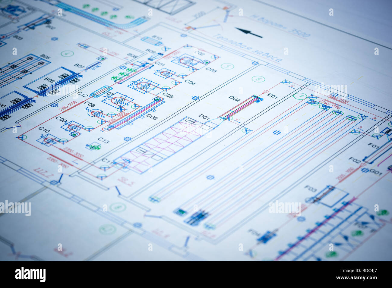 The drawing of the engineer on a paper of the big format Stock Photo ...