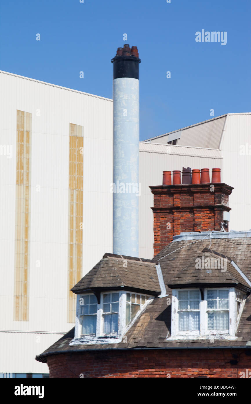 BAE systems buildings overshadowing old terraced houses in Barrow in ...