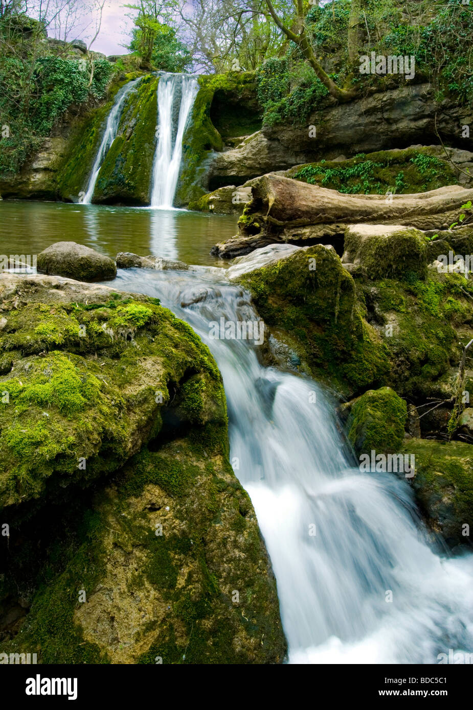 Janet's Foss waterfall and cave in the Yorkshire Dales Stock Photo - Alamy