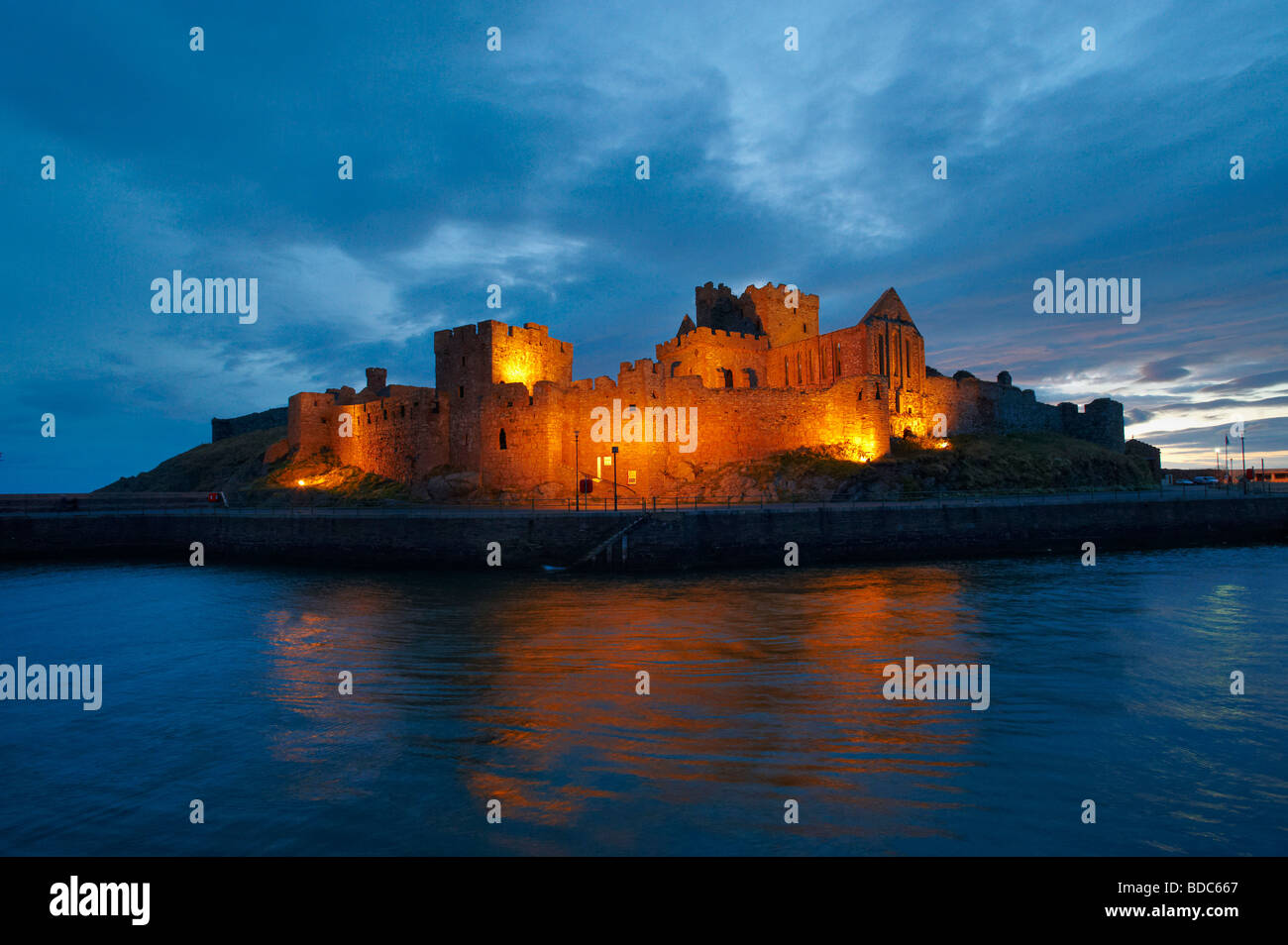 Peel Castle at Night Isle Of Man Stock Photo - Alamy
