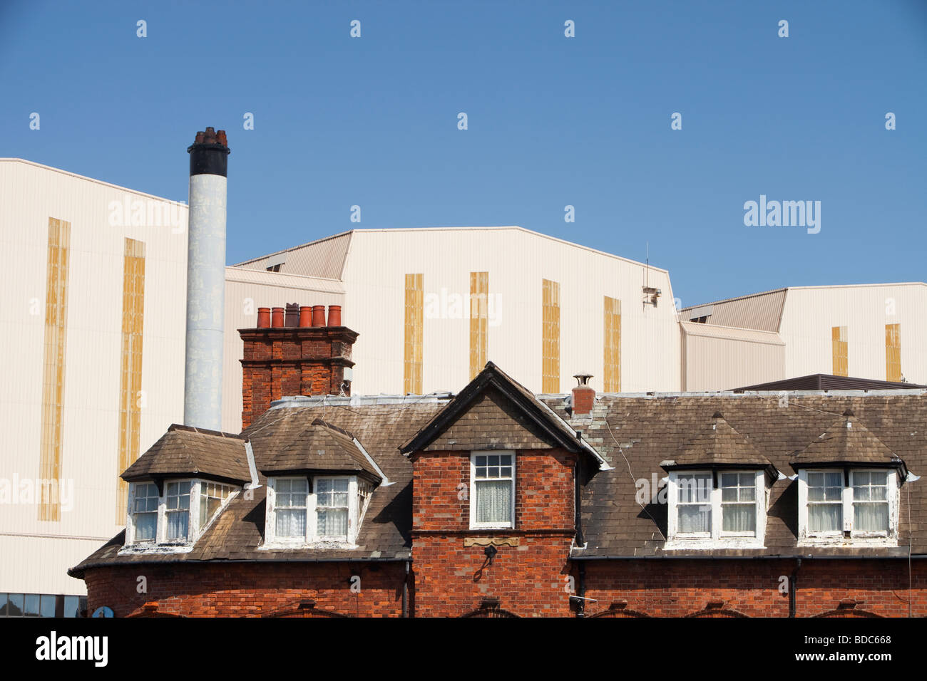 BAE systems buildings overshadowing old terraced houses in Barrow in ...