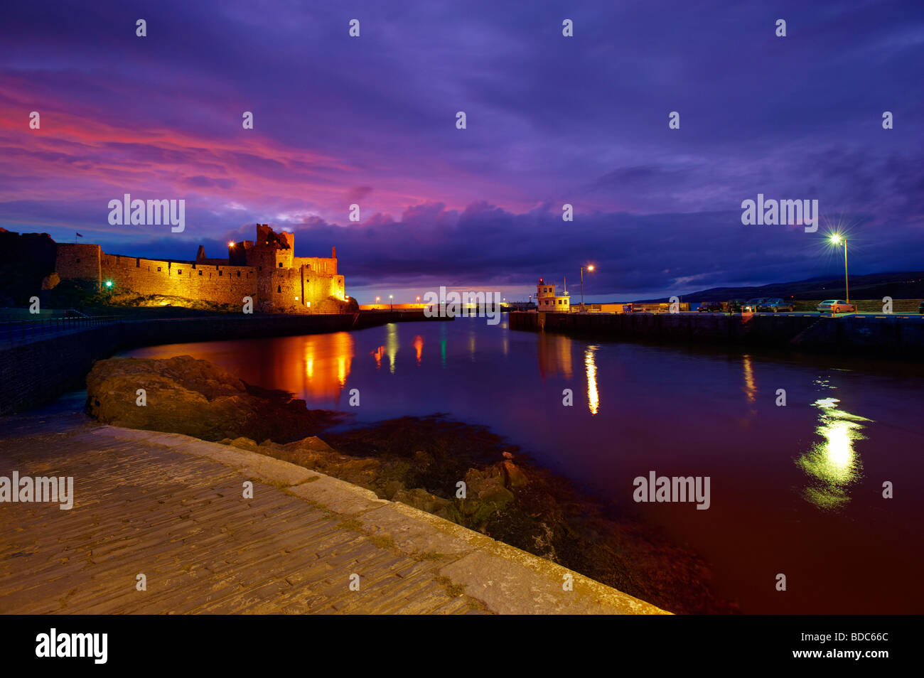 Peel Castle at Night Isle Of Man Stock Photo - Alamy