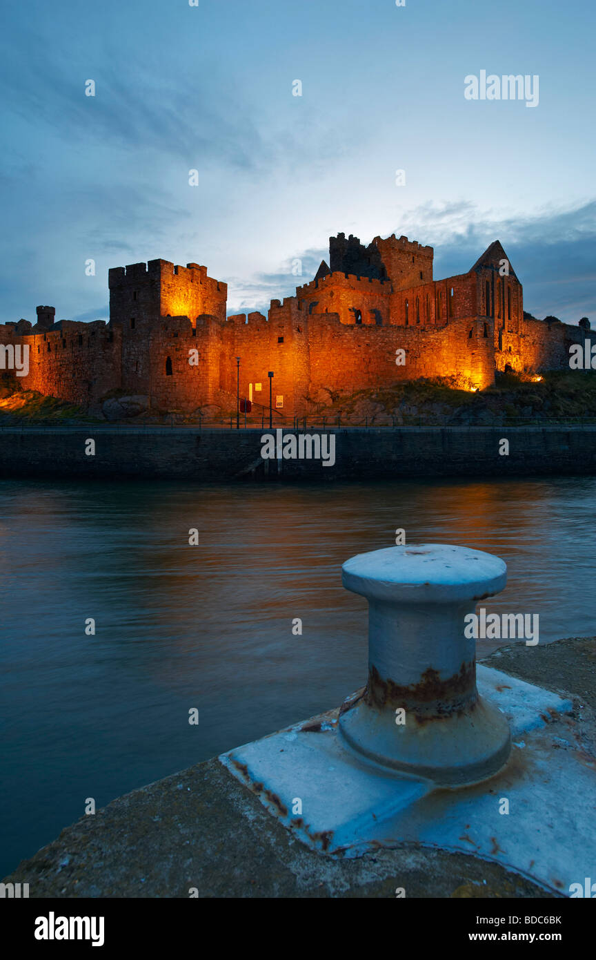 Peel Castle at Night Isle Of Man Stock Photo - Alamy