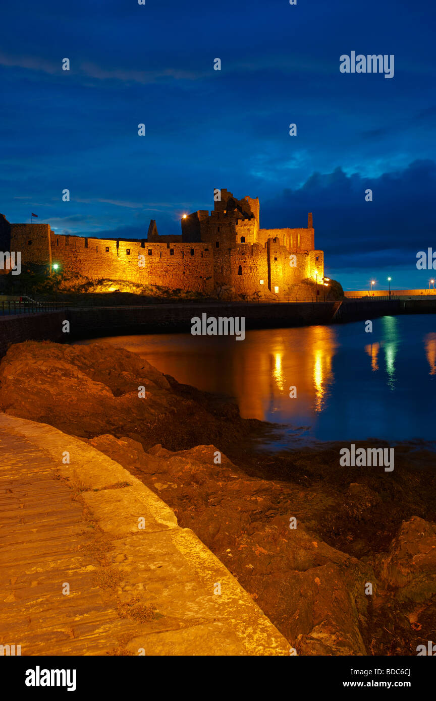 Peel Castle at Night Isle Of Man Stock Photo - Alamy