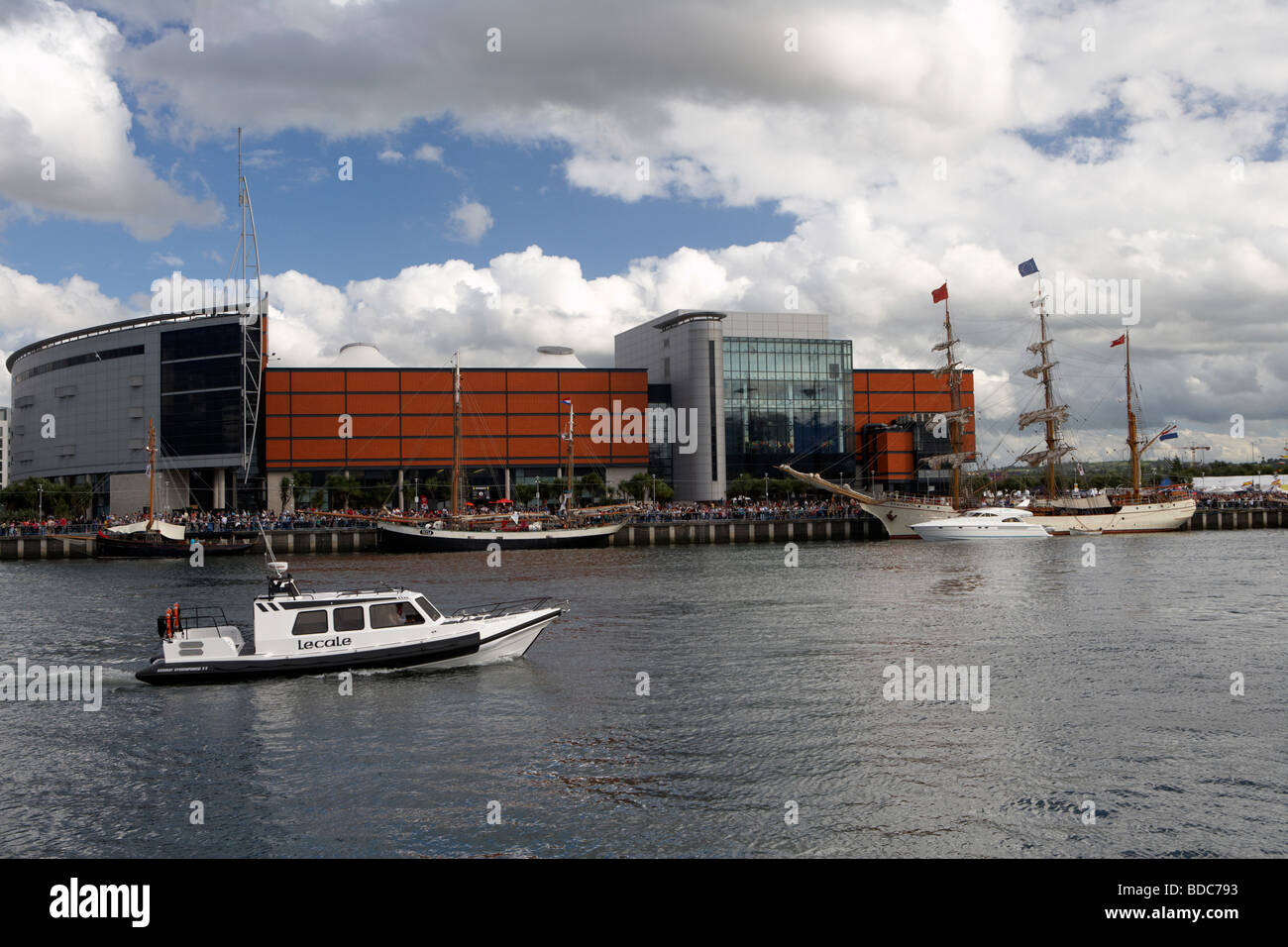odyssey building and river lagan during the tall ships visit to Belfast ...