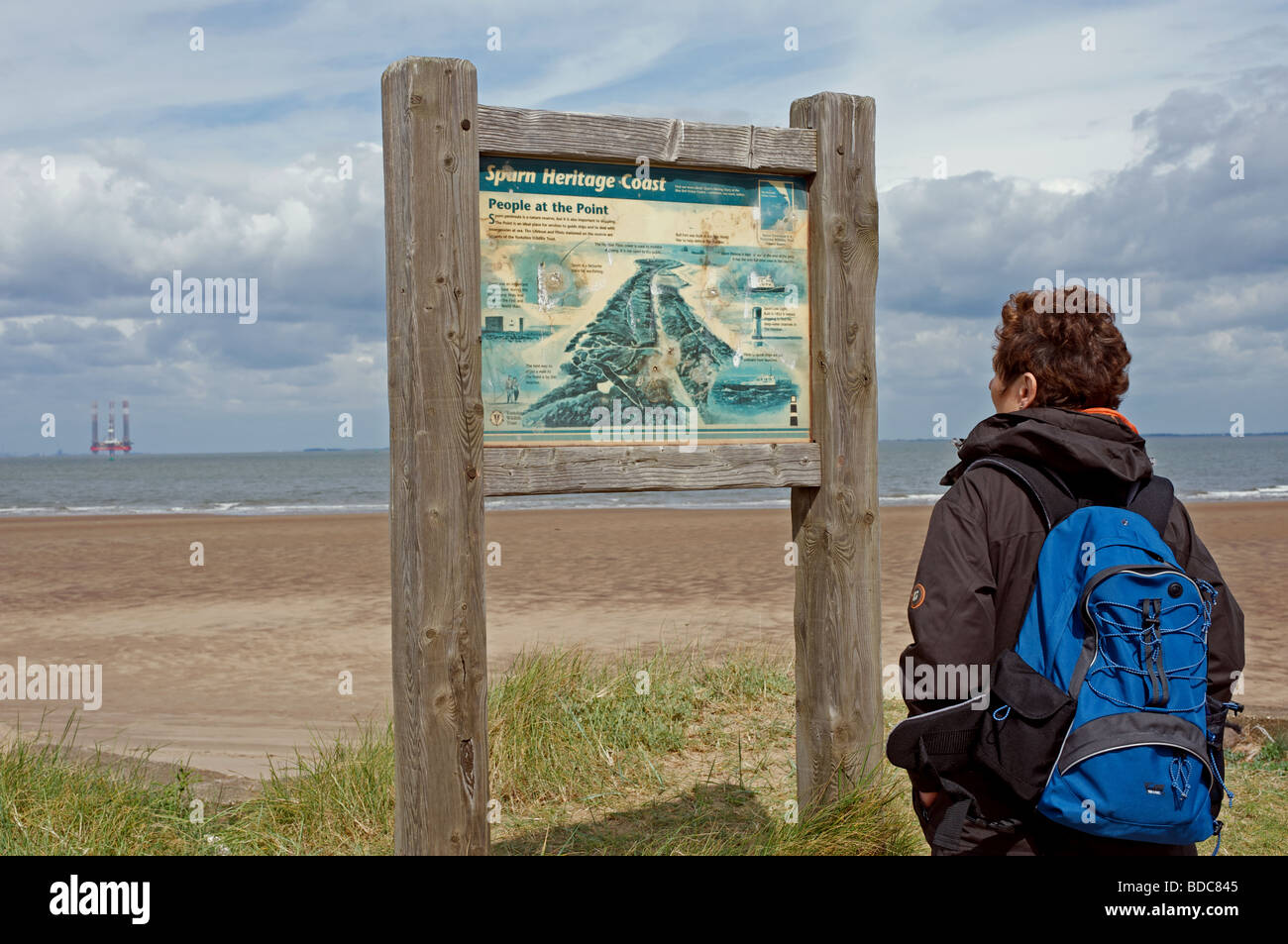 Spurn point heritage coast visitor information sign hi-res stock ...