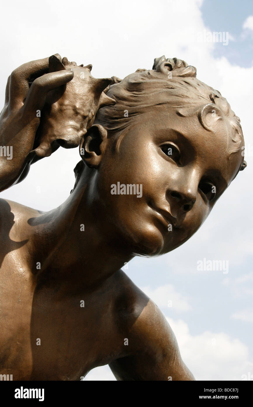 Beautiful statue in Paris France located on the bridge Pont Alexandre ...