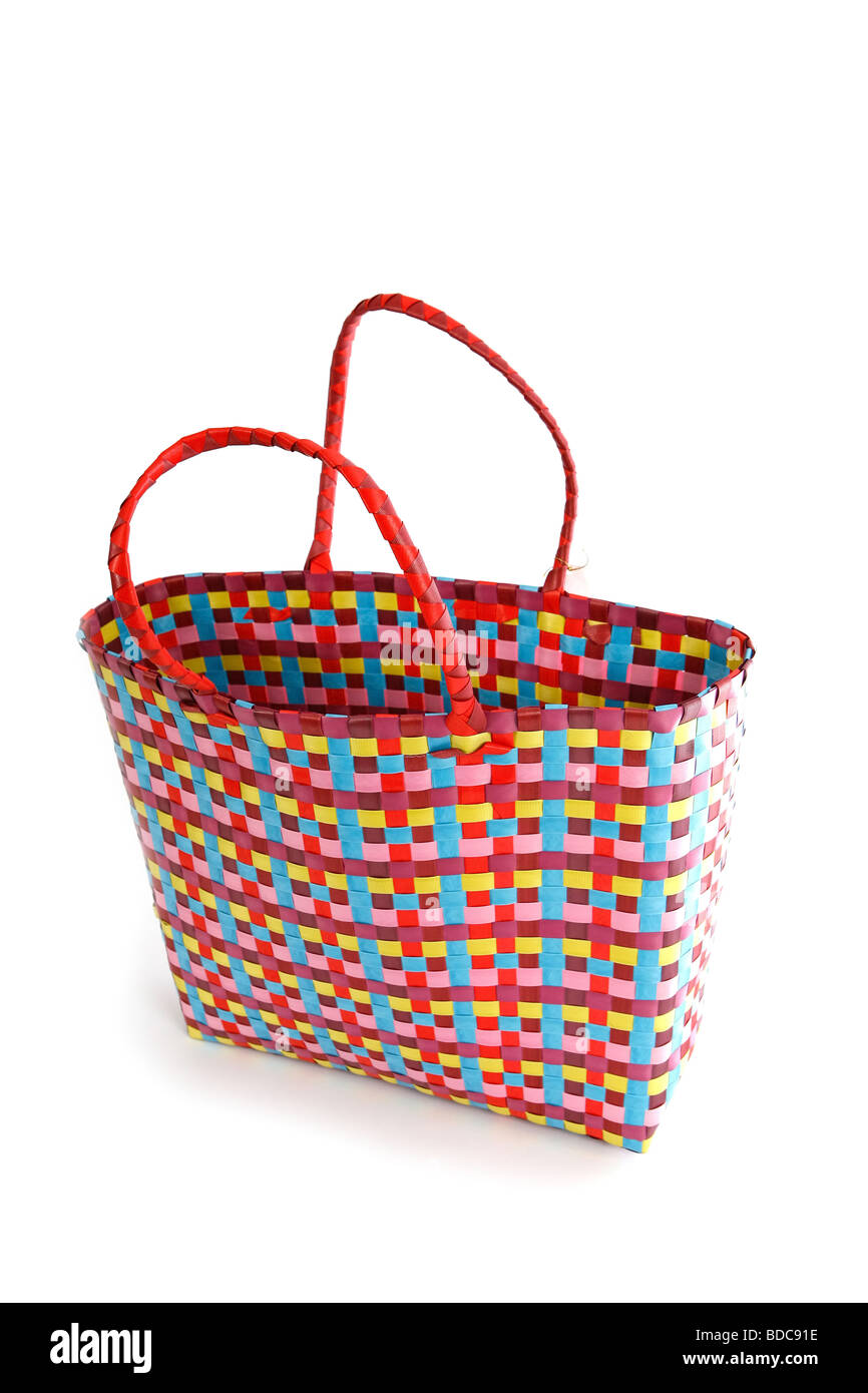 A colorful woven basket Stock Photo - Alamy