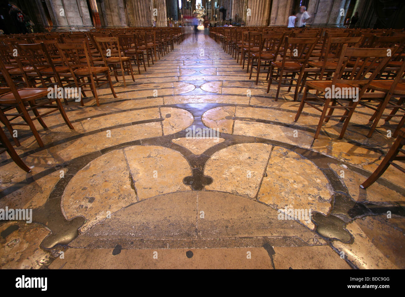 Center of the medieval labyrinth in Chartres Cathedral, 1205 AD Stock ...
