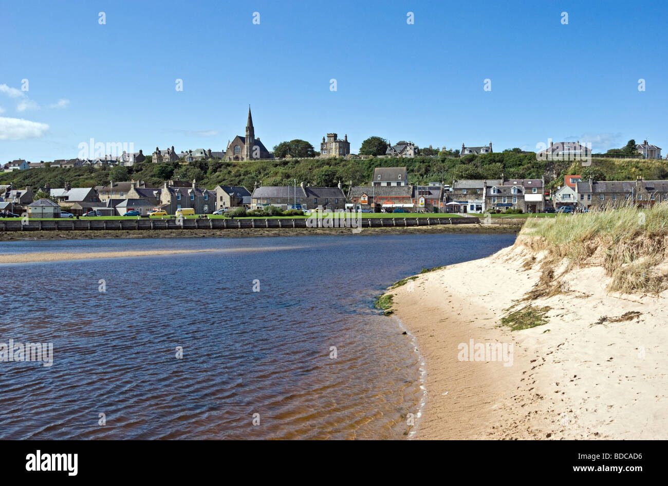 View towards Lossiemouth Moray Scotland from across River Lossie Stock ...