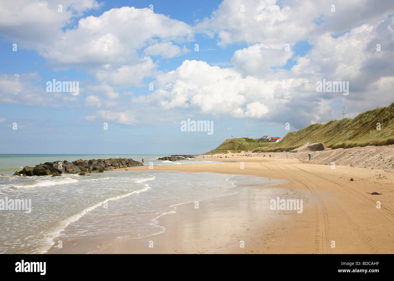 The beach at Lønstrup, Loenstrup, a tourist resort in the north western ...