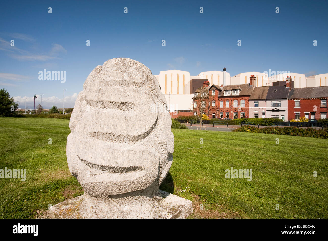 BAE systems buildings overshadowing old terraced houses in Barrow in ...