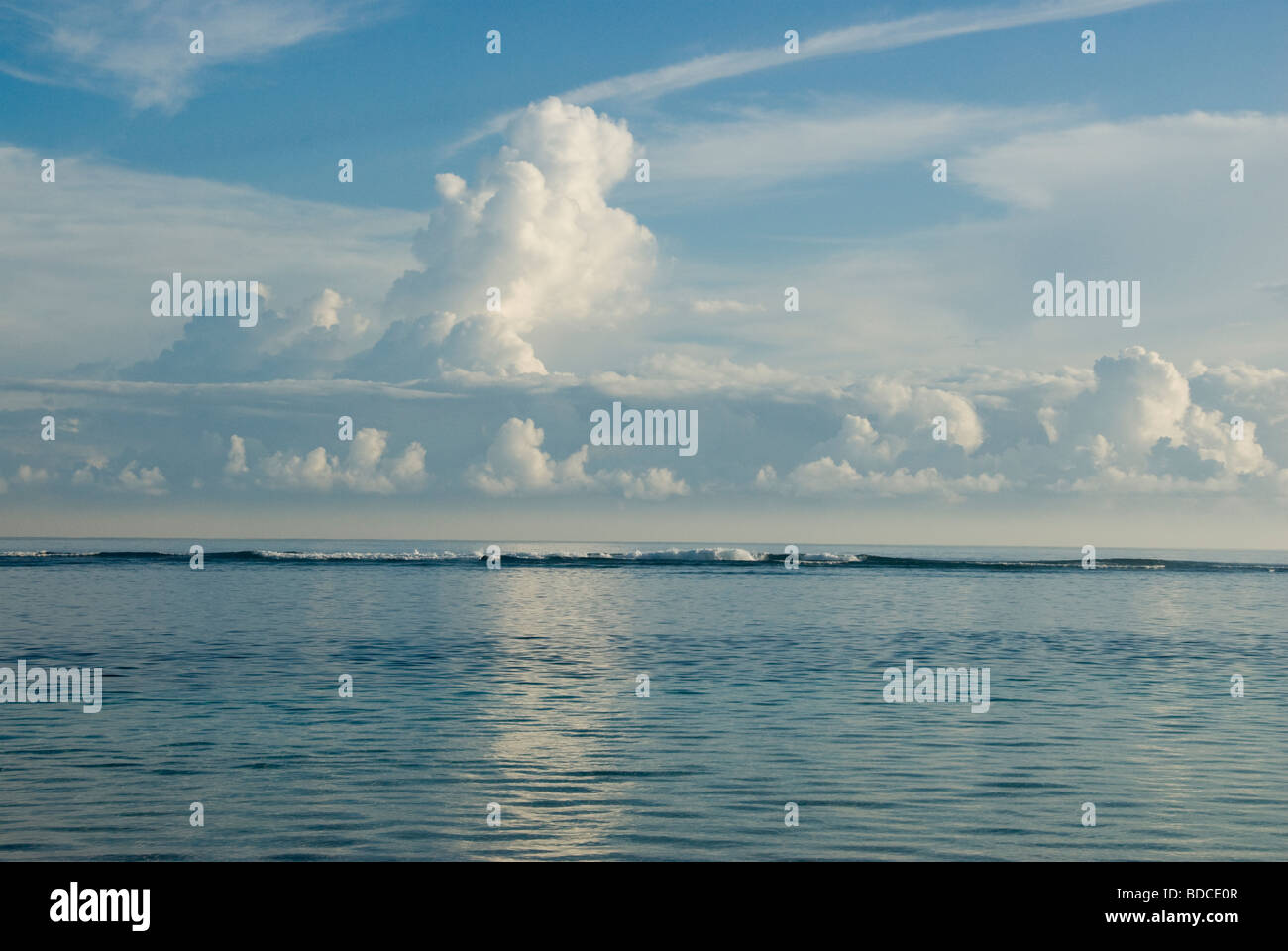 Tropical rain clouds over lagoon, Manase, Savai'i Island, Western Samoa ...