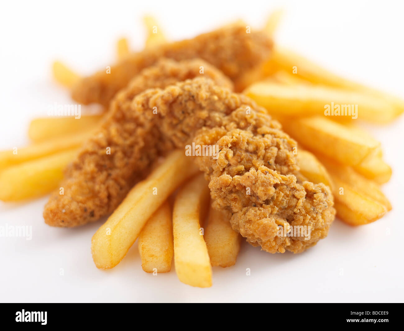 chicken goujon and chips Stock Photo - Alamy