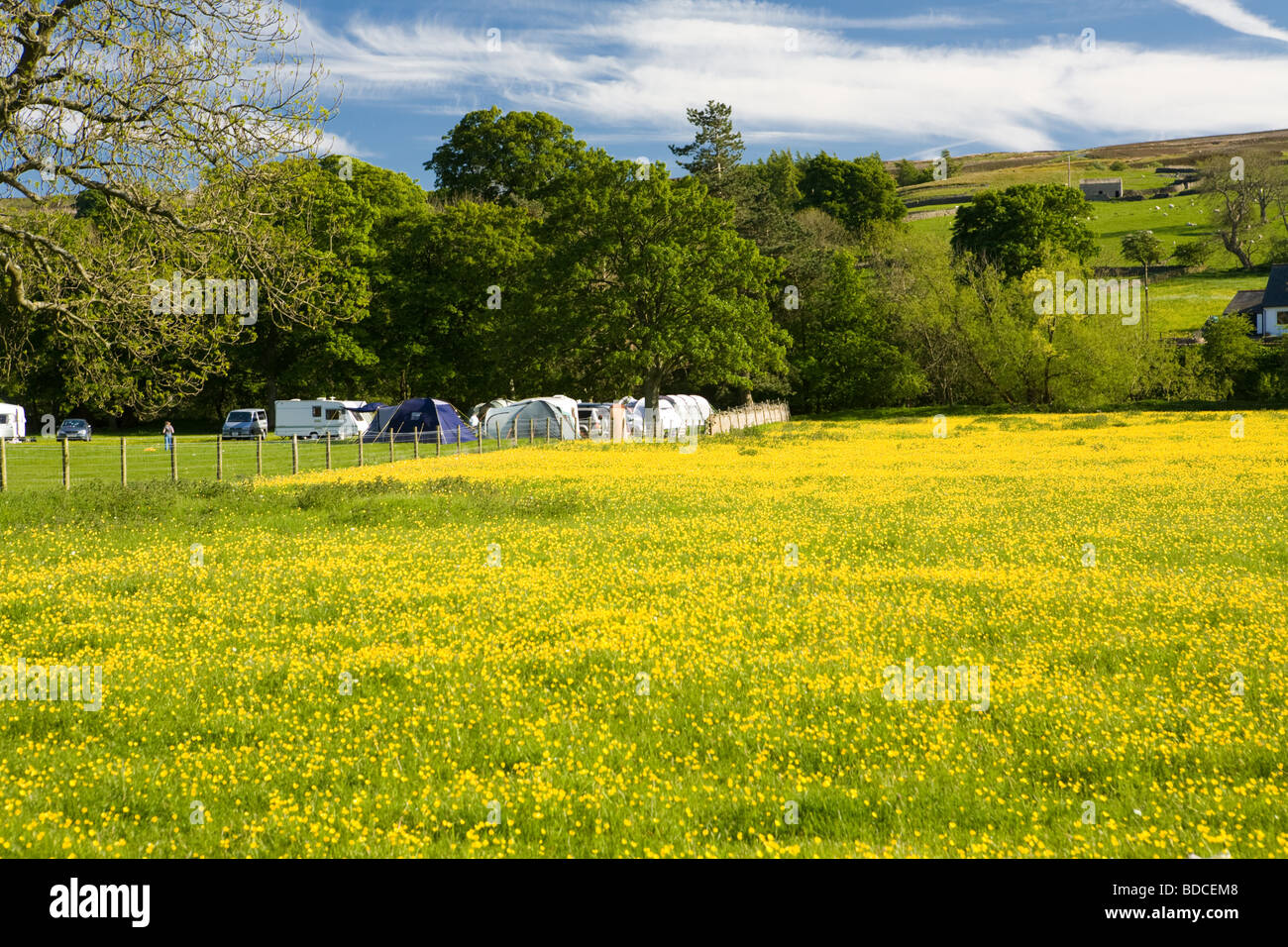 Campsite Reeth Swaledale Yorkshire Dales England Stock Photo - Alamy