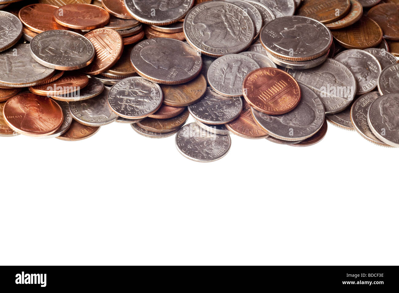 pennies nickles dimes and quarters macro background Stock Photo - Alamy