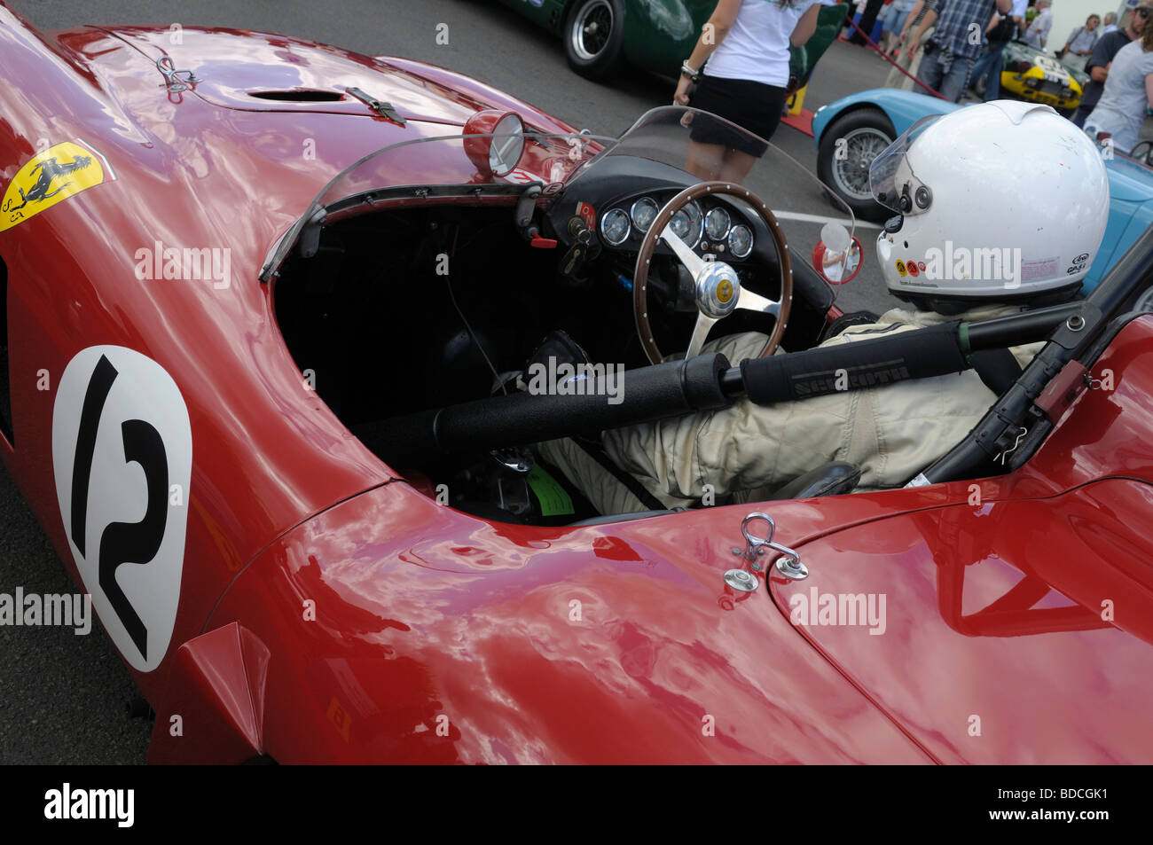 1954 Ferrari 750 Monza sports car in the paddock at the Silverstone ...