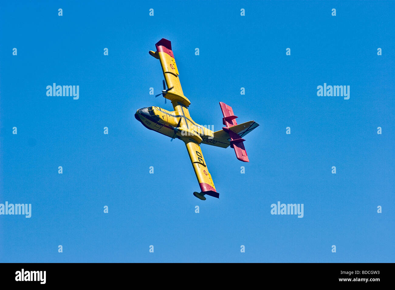 Fire fighting tanker airplane during an air show in GIjón, Spain Stock ...