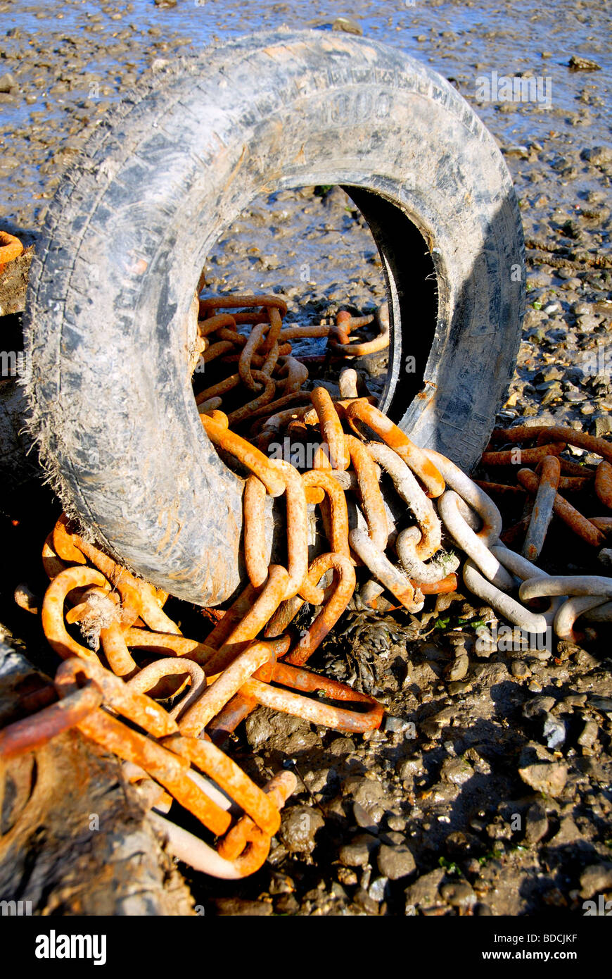 Lymington Marina Hampshire UK Silt Mud Tyre Chains Stock Photo - Alamy