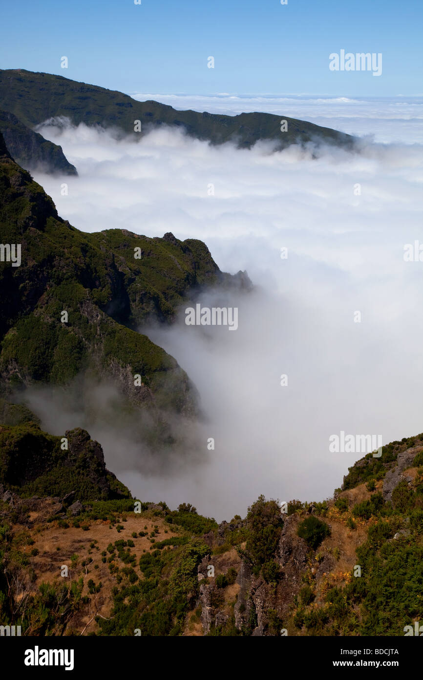 Mountains of Madeira island above the clouds at Pico do Areeiro and ...
