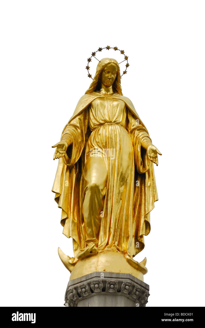 Zagreb, Croatia. Statue of Mary (1878) at the top of the column in ...