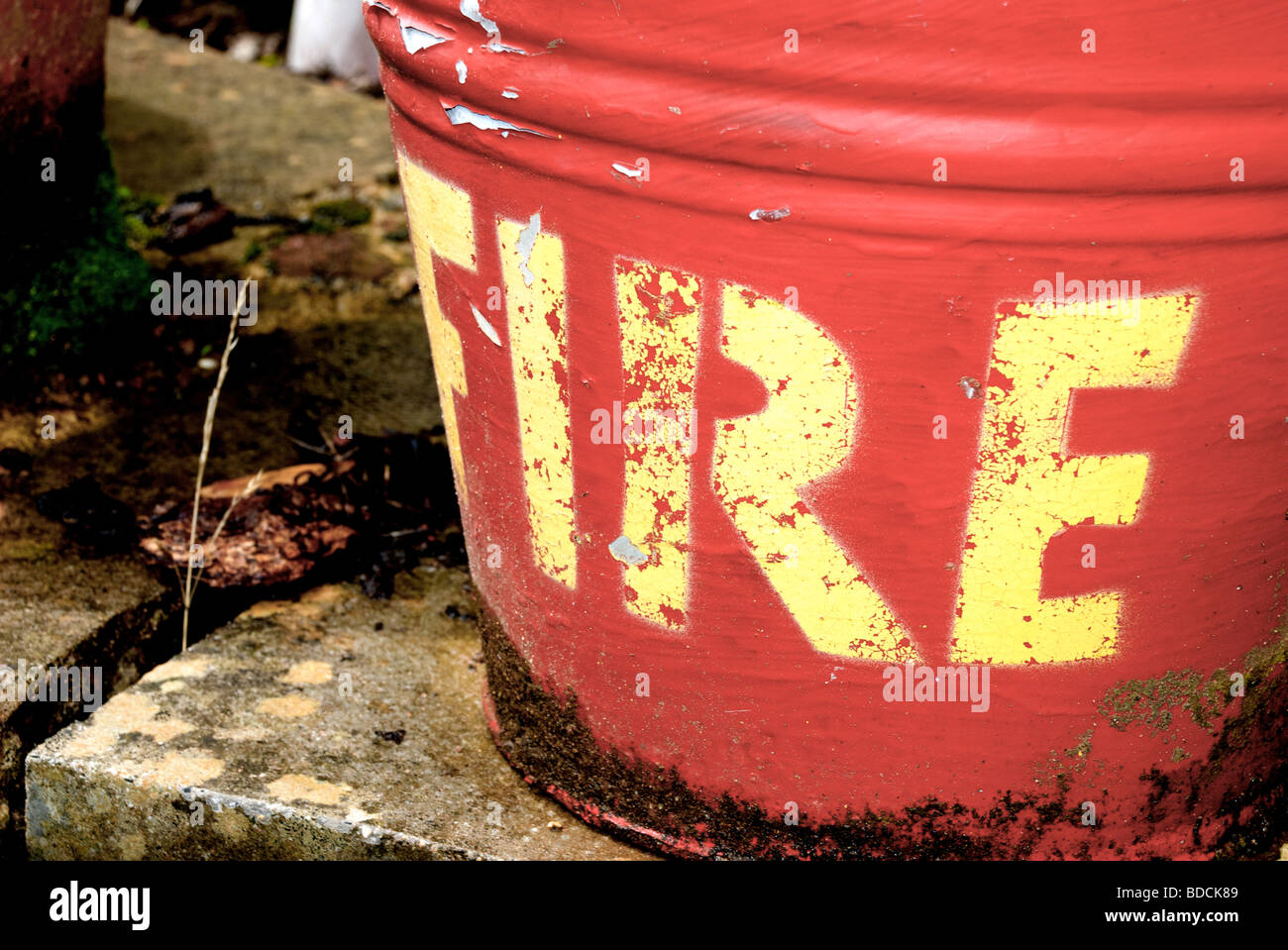 red fire buckets Stock Photo - Alamy