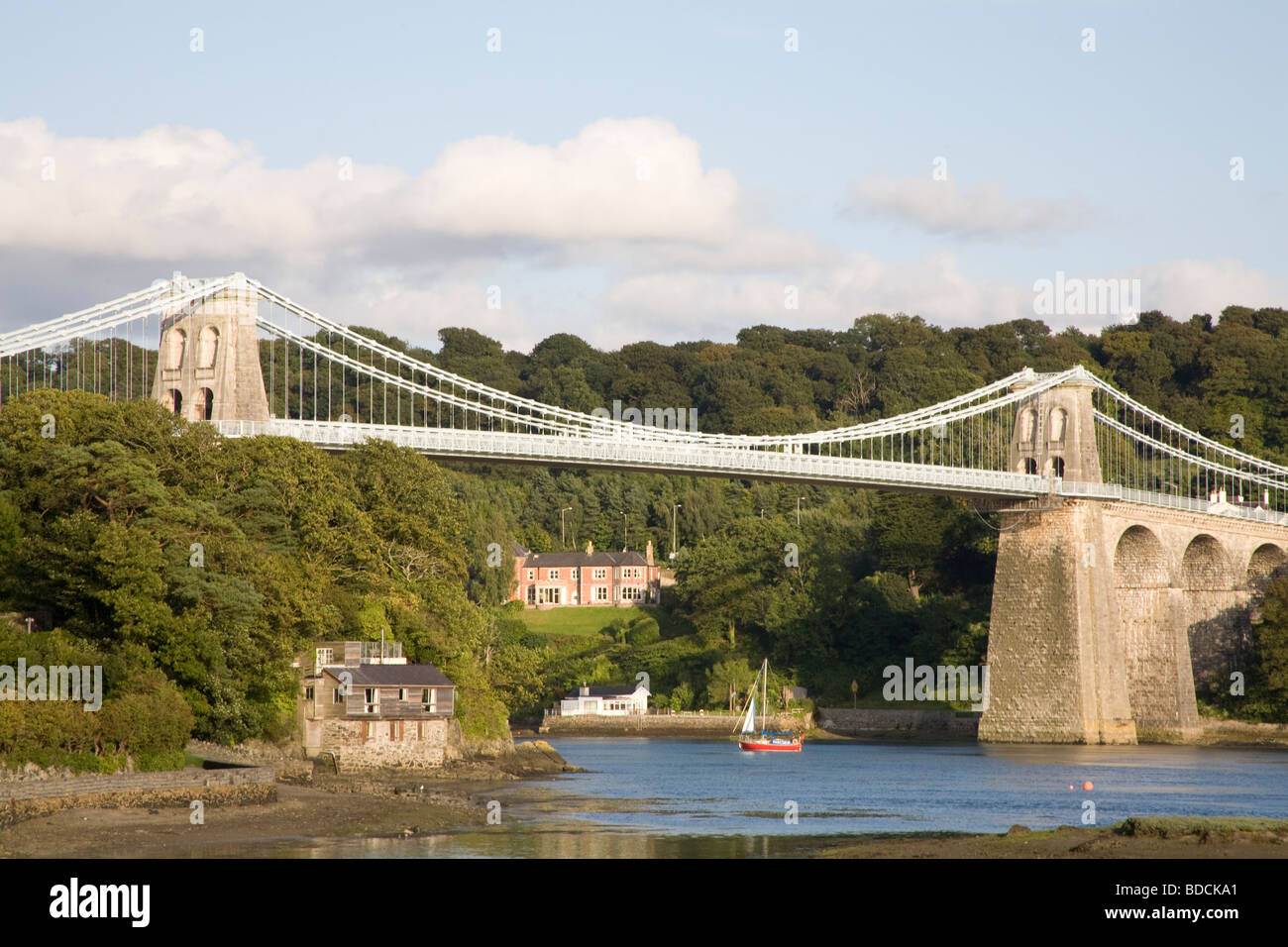 Under thomas telfords iconic suspension bridge hi-res stock photography ...