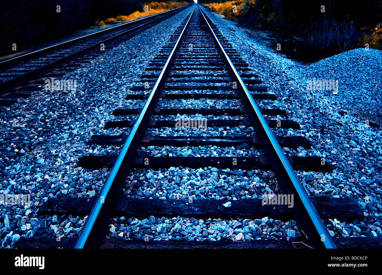 digitally altered photograph of railroad tracks Stock Photo - Alamy