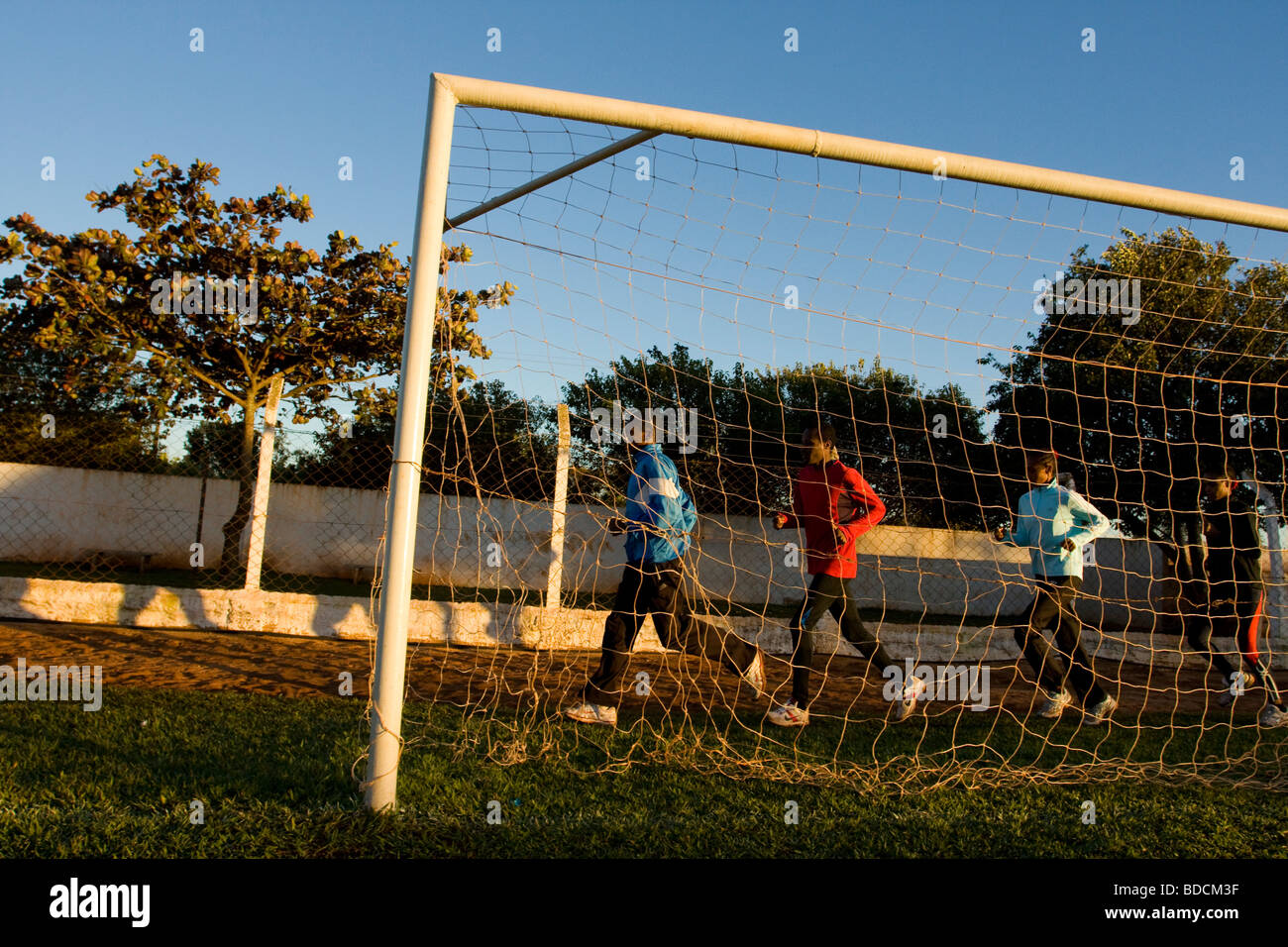 Professional runners from Africa training in Brazil for street races or ...