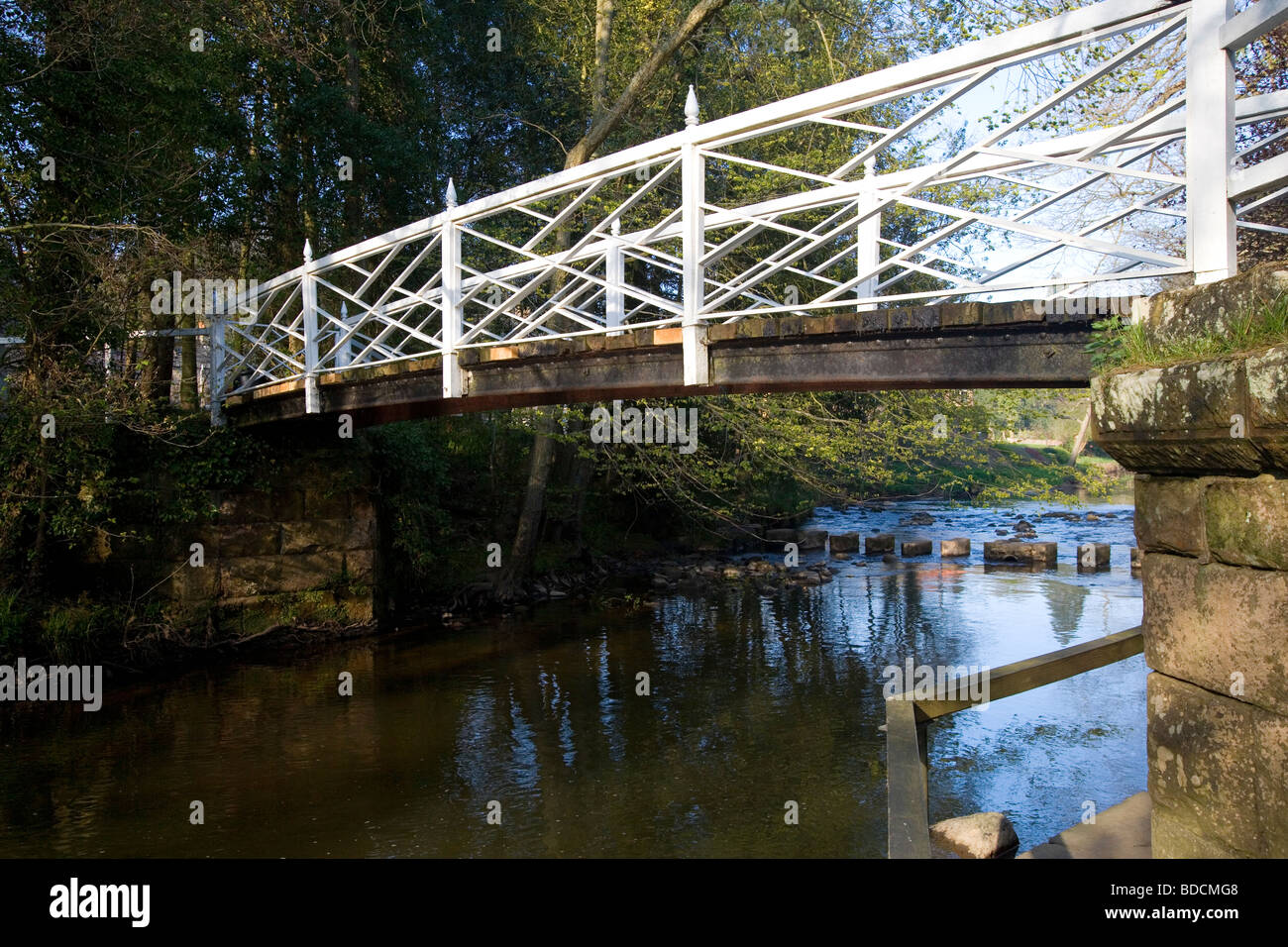 Footbridge Over River Esk, Lealholm, North Yorkshire Moors, UK Stock ...