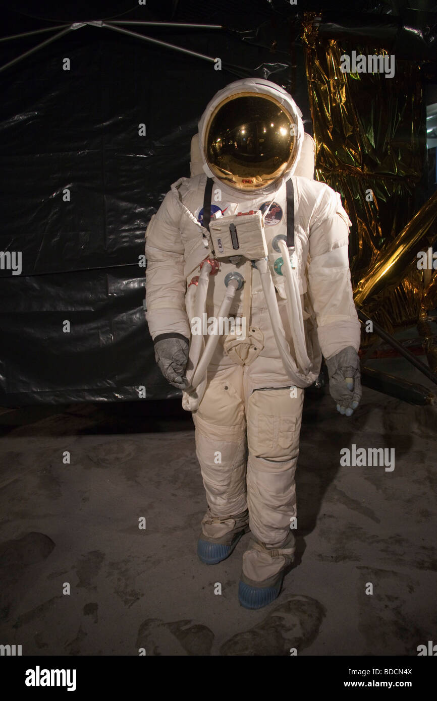 Astronaute in suit with full space suit. Science museum. Apollo 11 ...