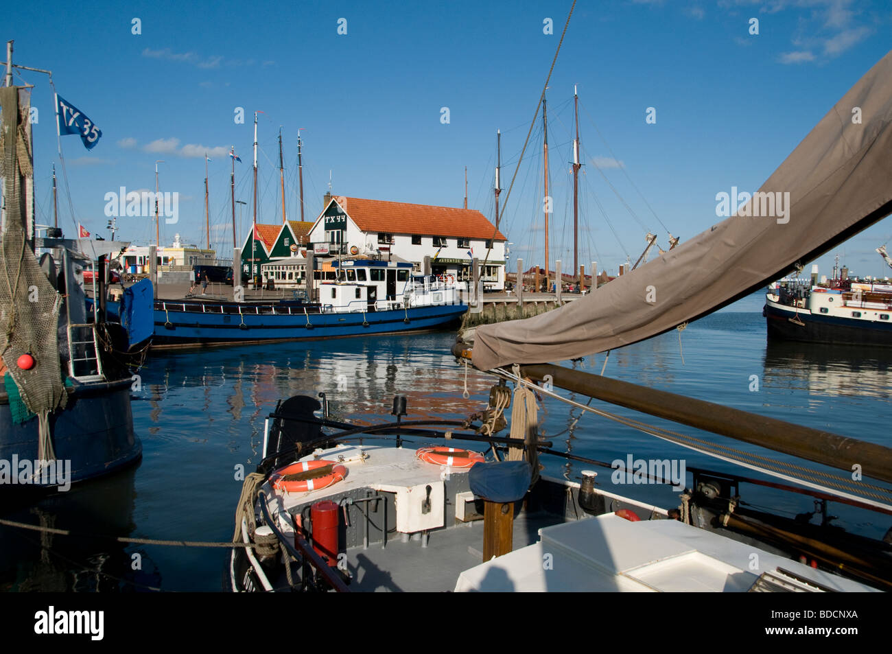 Texel Netherlands boat Oudeschild port harbor boat Wadden Sea Waddenzee ...