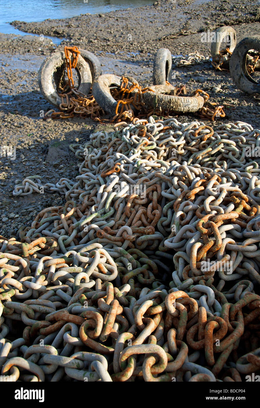 Lymington Marina Hampshire UK Silt Mud Tyres Chains Stock Photo - Alamy