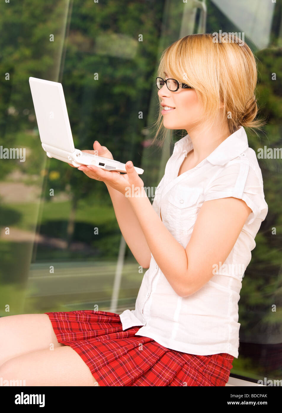 picture of office girl with laptop computer Stock Photo - Alamy