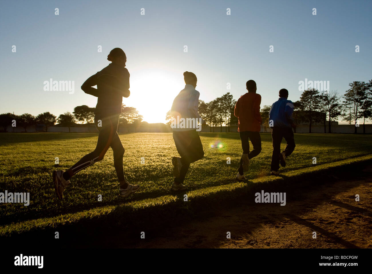 Professional runners from Africa training in Brazil for street races or ...