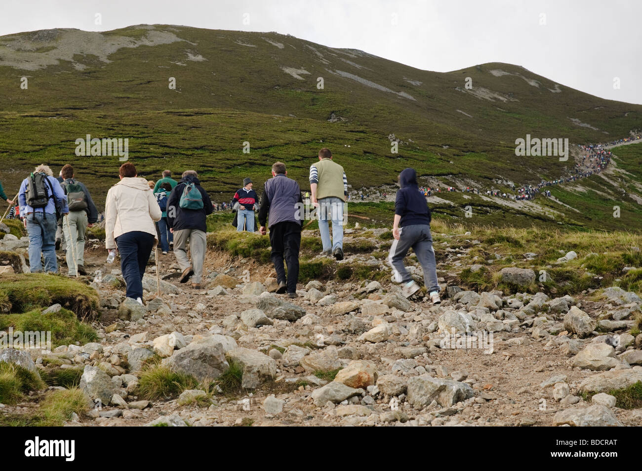 Pilgrims climbing the foothills of Croagh Patrick on Reek Sunday, 25th ...