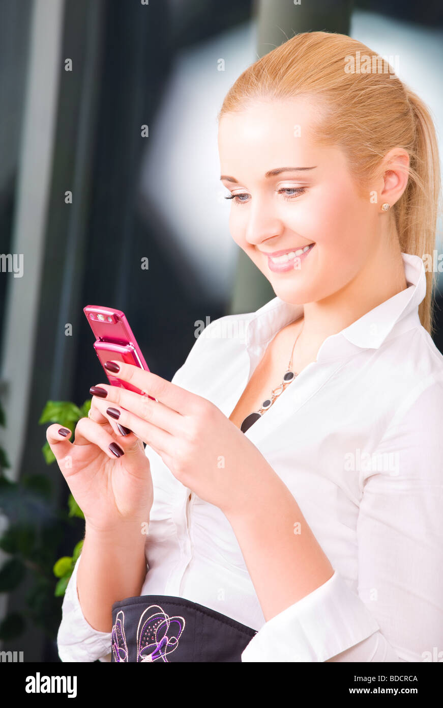 picture of lovely woman with cell phone Stock Photo - Alamy