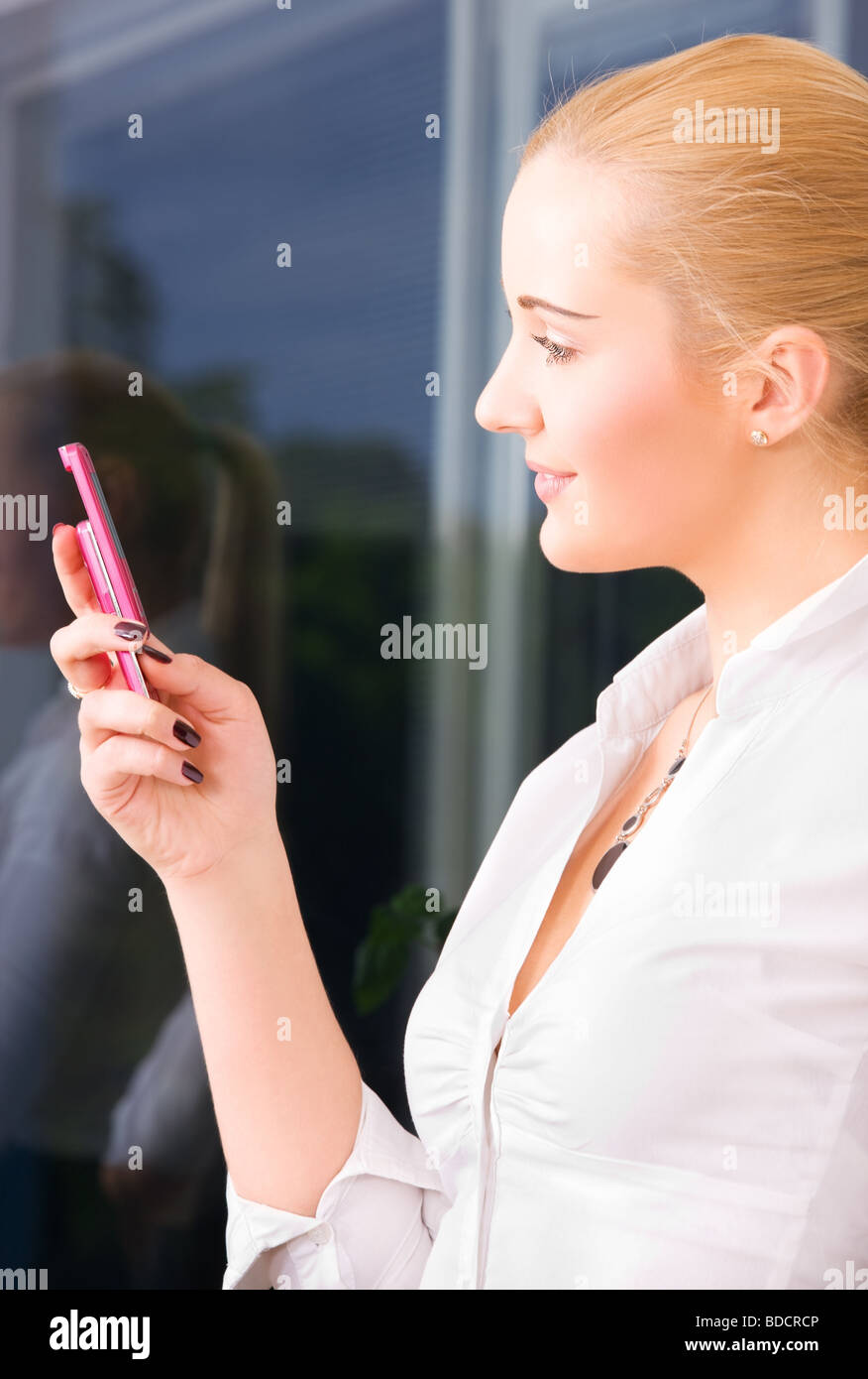picture of lovely woman with cell phone Stock Photo - Alamy