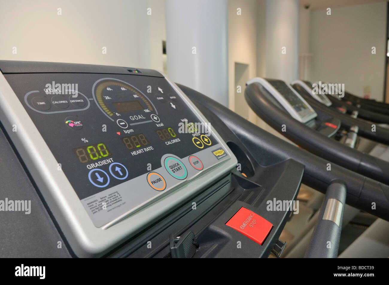 Closeup of the display panel on a Technogym exercise machine Stock ...
