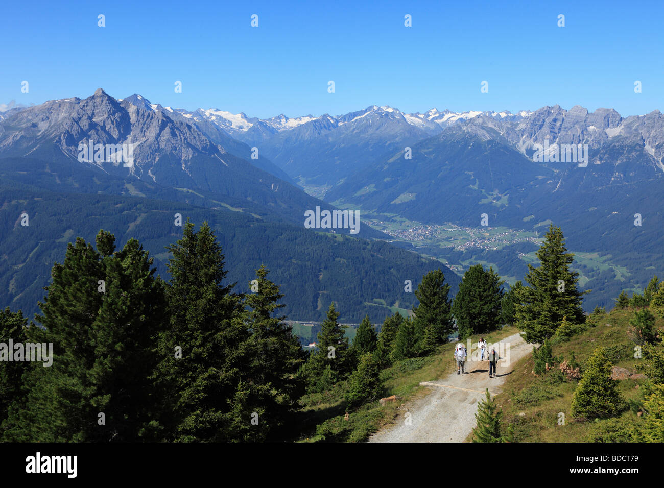 View from Mt. Patscherkofel over the Stubaital valley, Stubai Alps ...