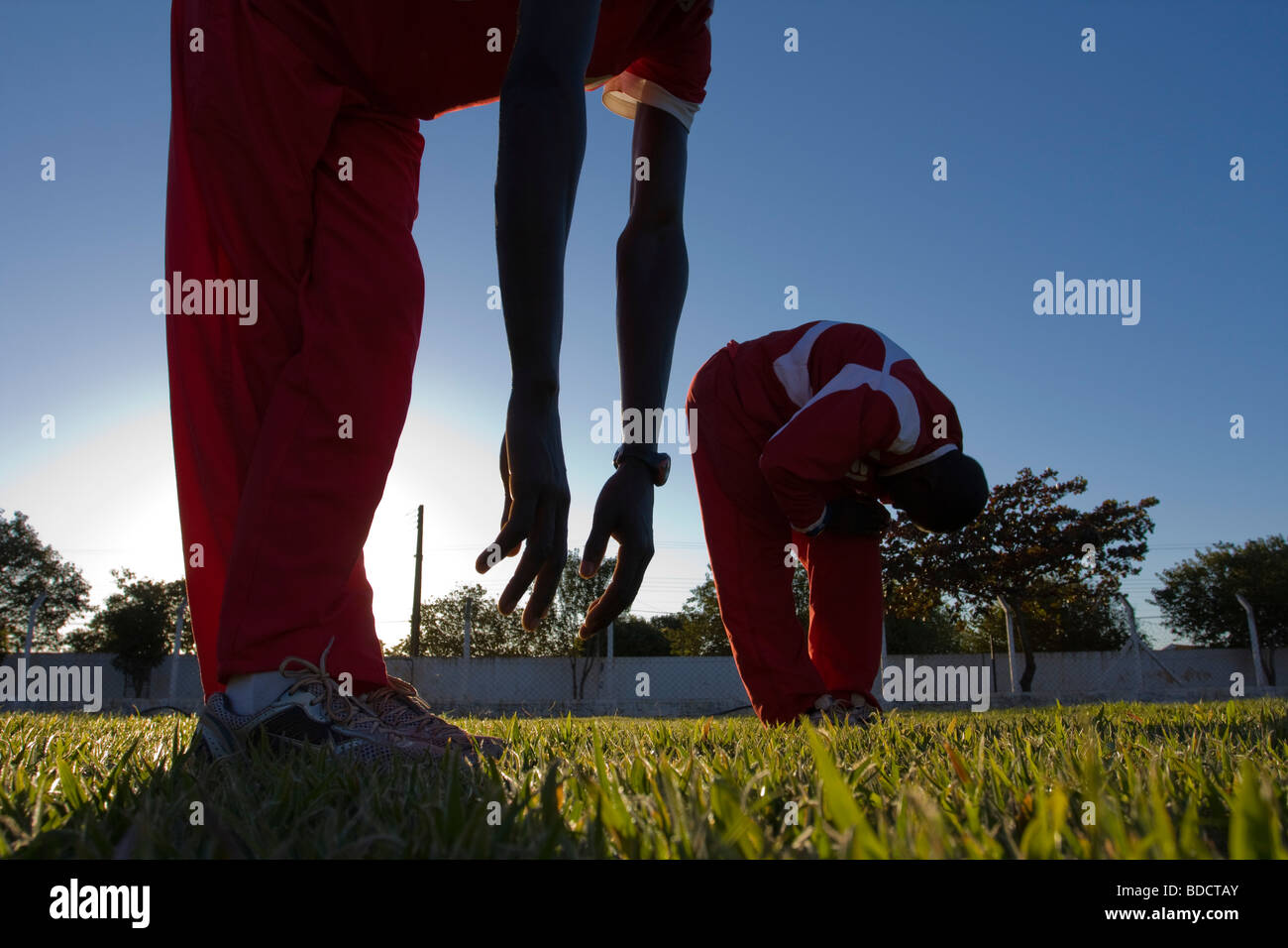 Professional runners from Africa training in Brazil for street races or ...
